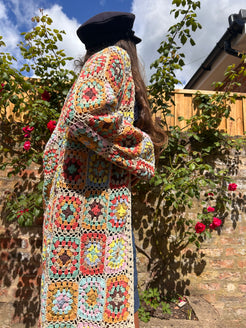 “Oats for Breakfast” Granny square maxi crochet cardigan – Wild Orange Tree