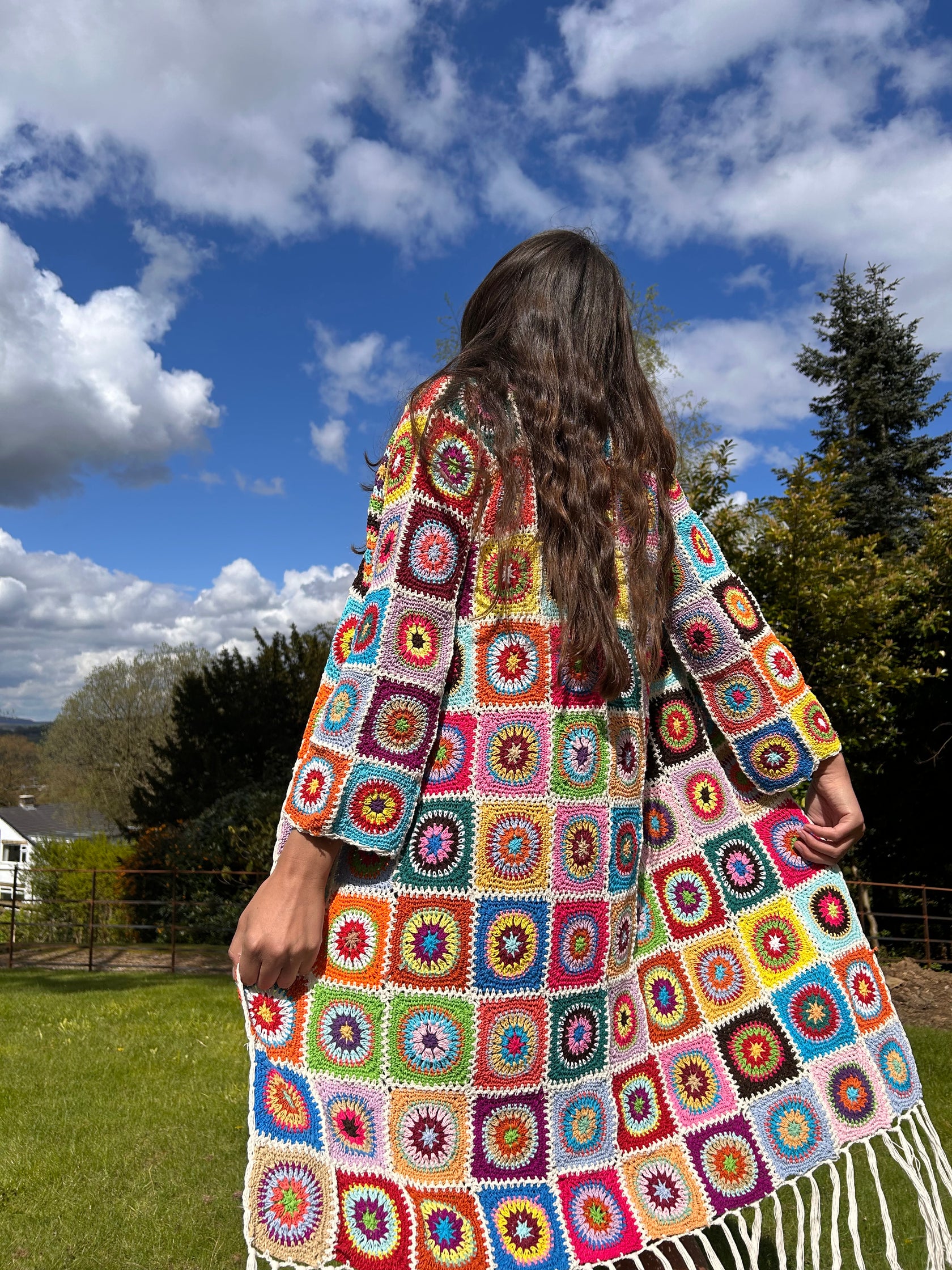 Granny square maxi crochet cardigan with tassels – Wild Orange Tree