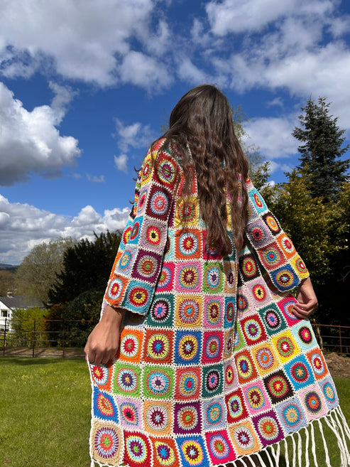 Granny square maxi crochet cardigan with tassels – Wild Orange Tree