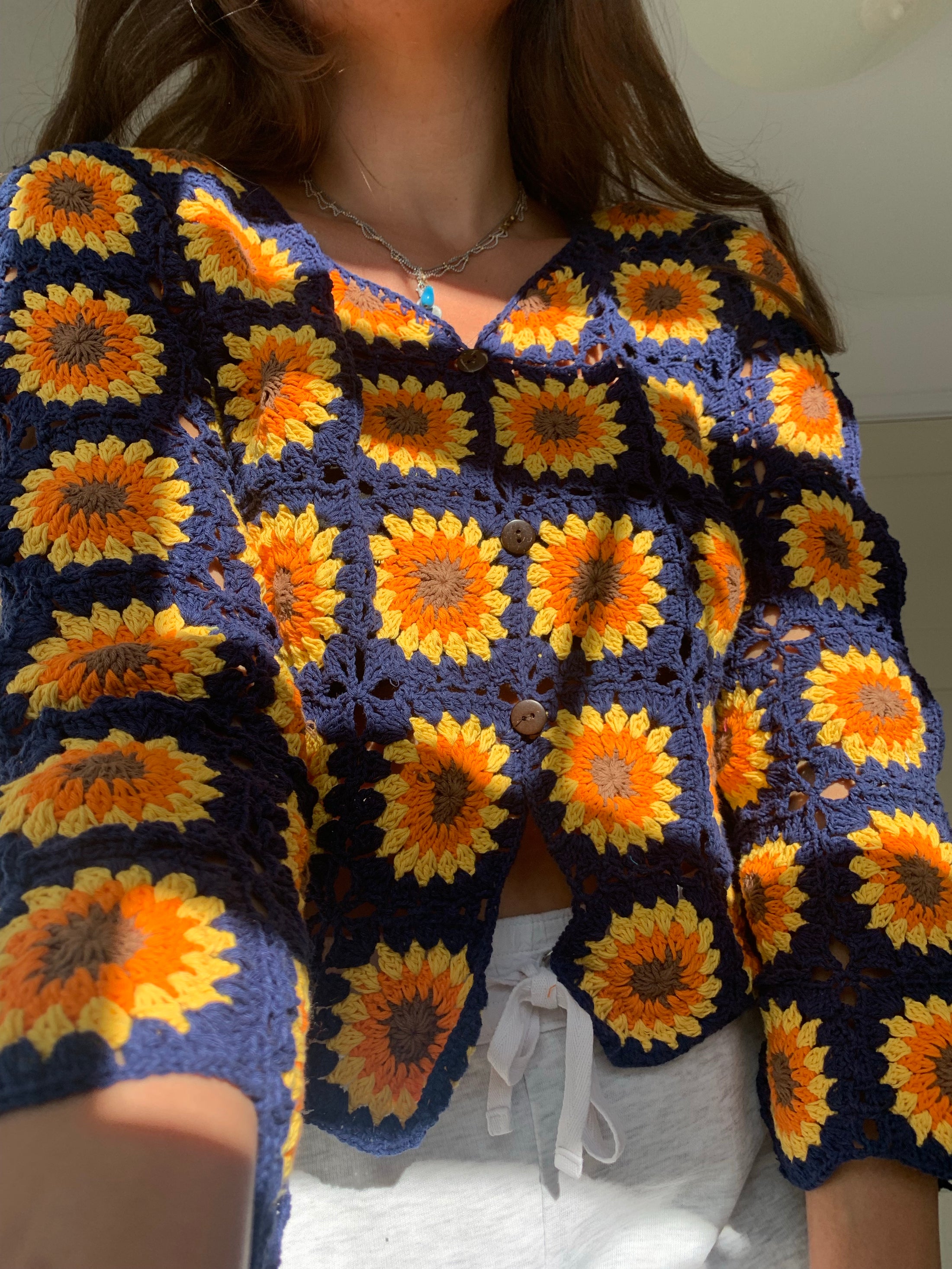Sundance Kid in Blue Sunflower Cardigan – Wild Orange Tree