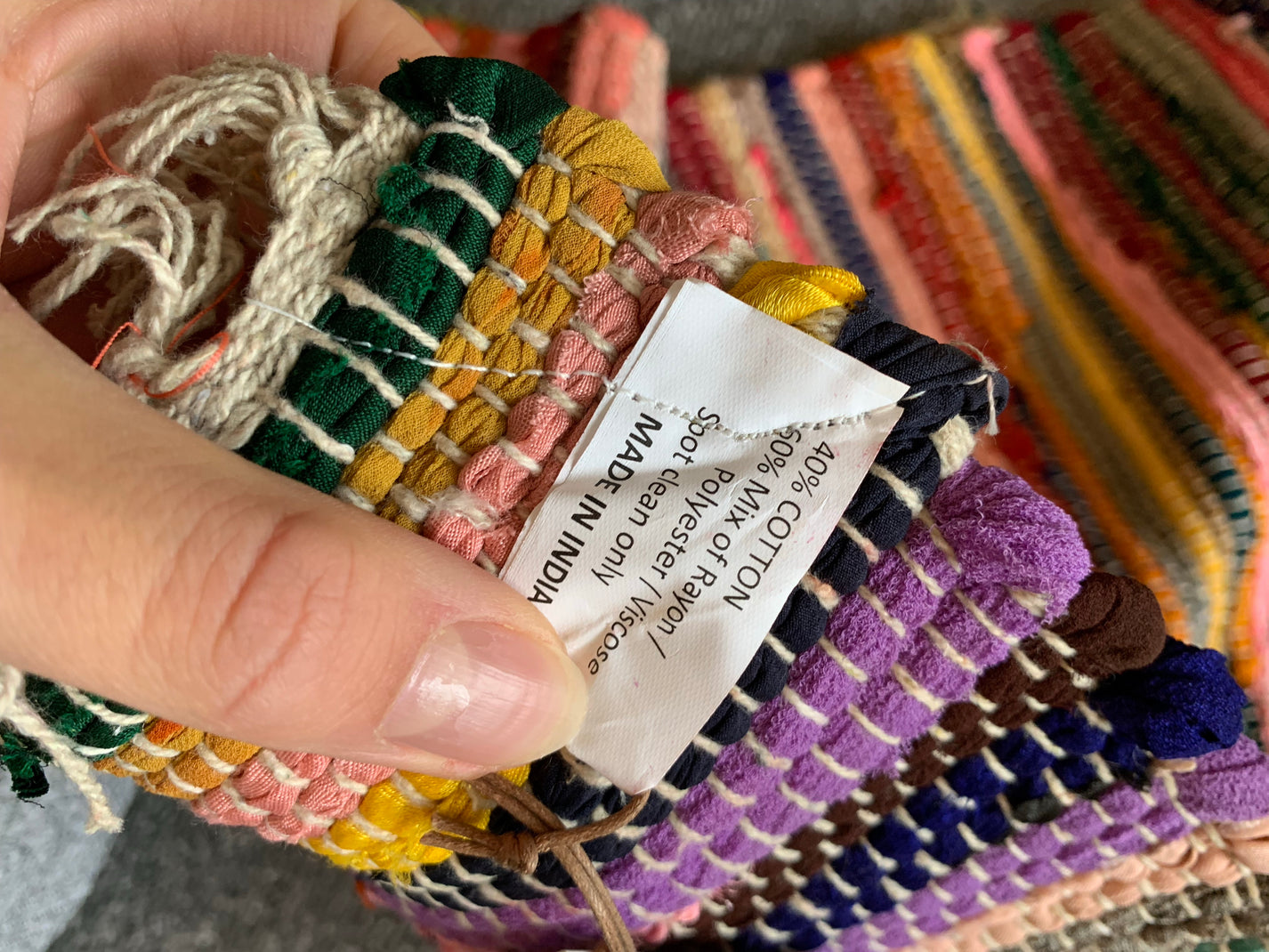 Rainbow Rag Rug made from recycled materials – Wild Orange Tree